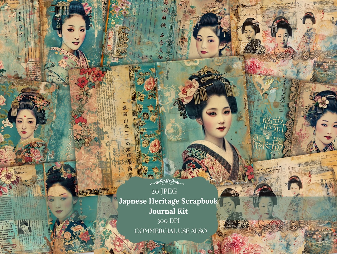 Vintage Asian Old Japan Junk Journal Kit, Journal Ephemera, Printable ...