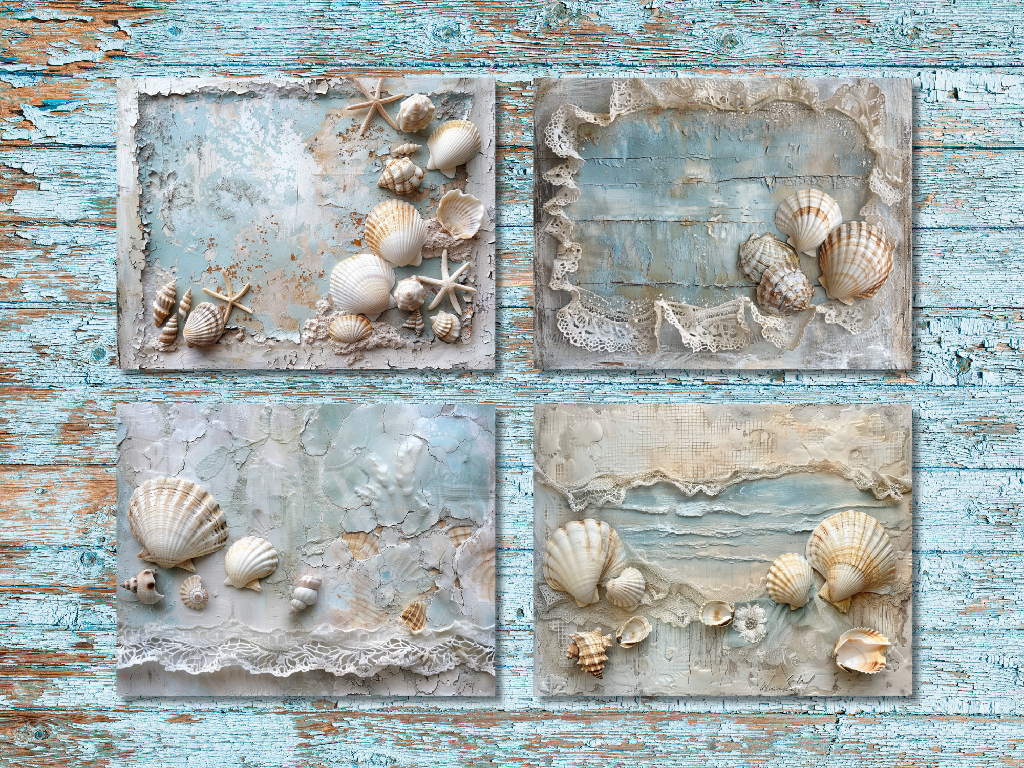 Coastal Shabby Beach Junk Journal Pages, Digital Scrapbook Paper Kit ...