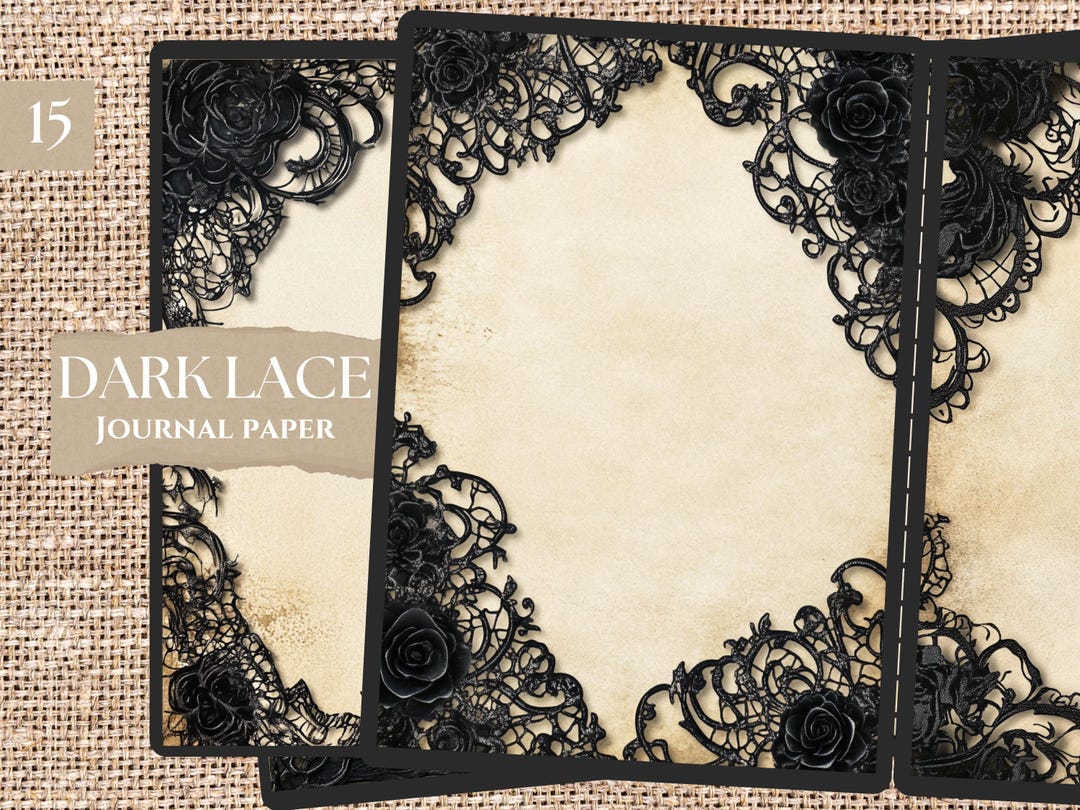 Dark Lace Shabby Junk Journal Printable Pages, Digital Lace Collage ...