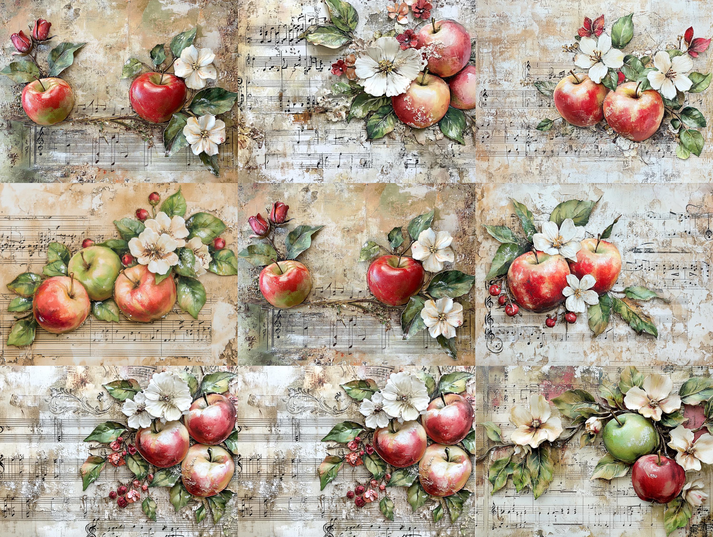 Vintage Apples Floral Junk Journal Kit Vintage Ephemera Journal Apple ...