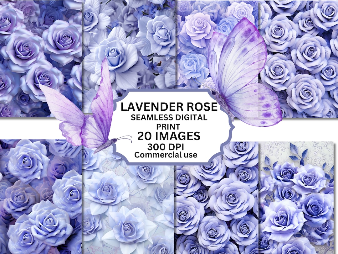 Lavender Rose Seamless Digital Paper Pack for Scrapbooking & Card ...