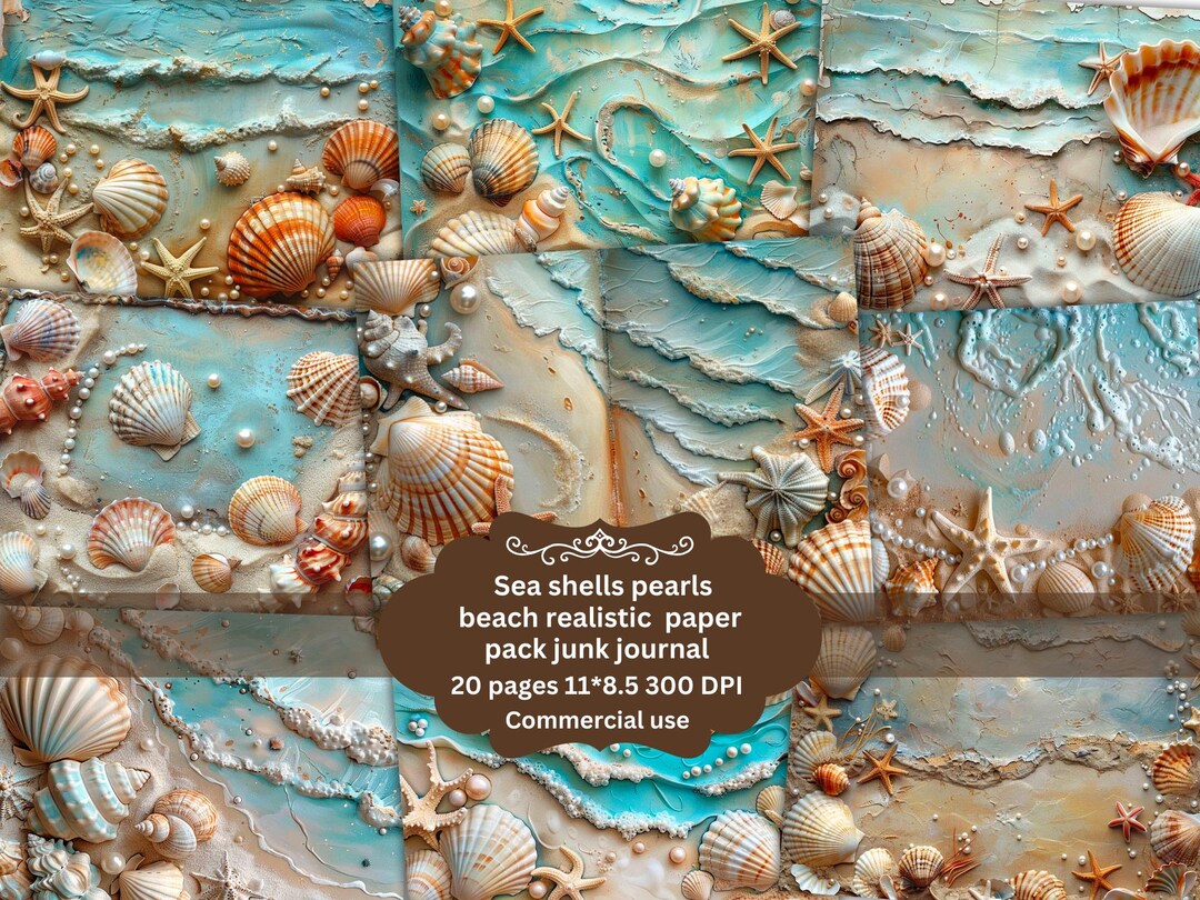 Sea Shells Coastal Junk Journal Kit Beach Lace Journal Page Shell ...