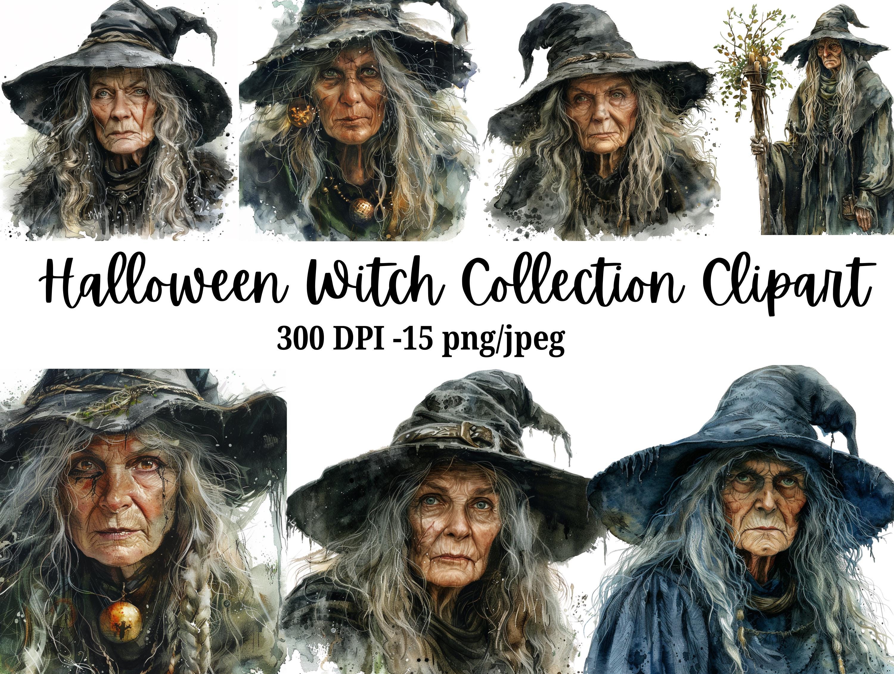 Vintage Old Witches Clipart, Medieval Witches Art, Digital Design ...