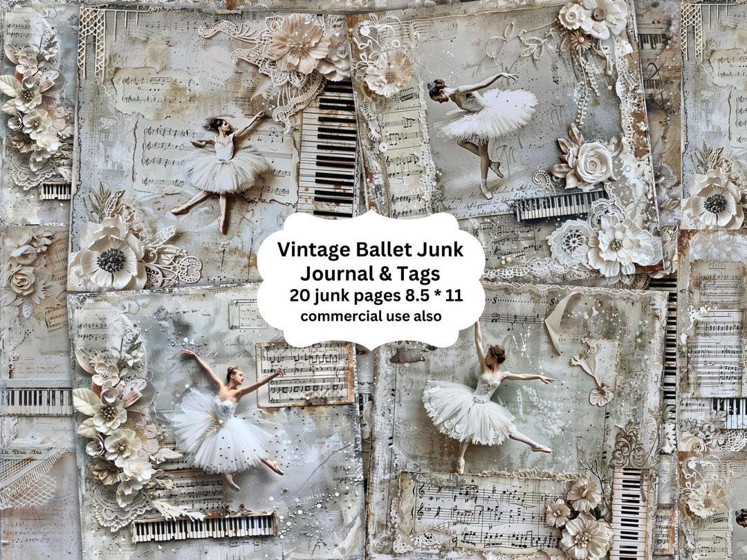 Ballet Junk Journal Kit ,digital Floral Journal, Shabby Chic Journal ...