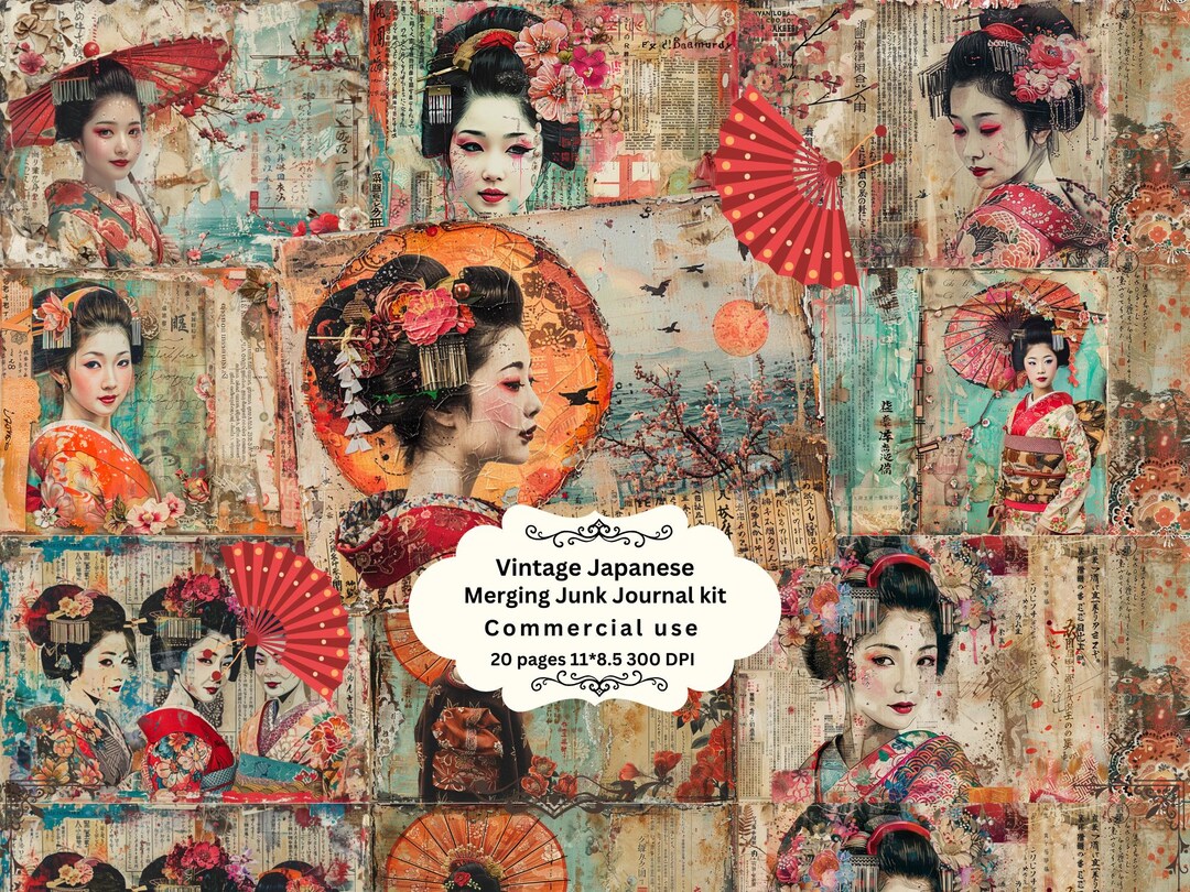 Vintage Japanese Women Junk Journal Pages: Asian Ephemera (digital) - Etsy