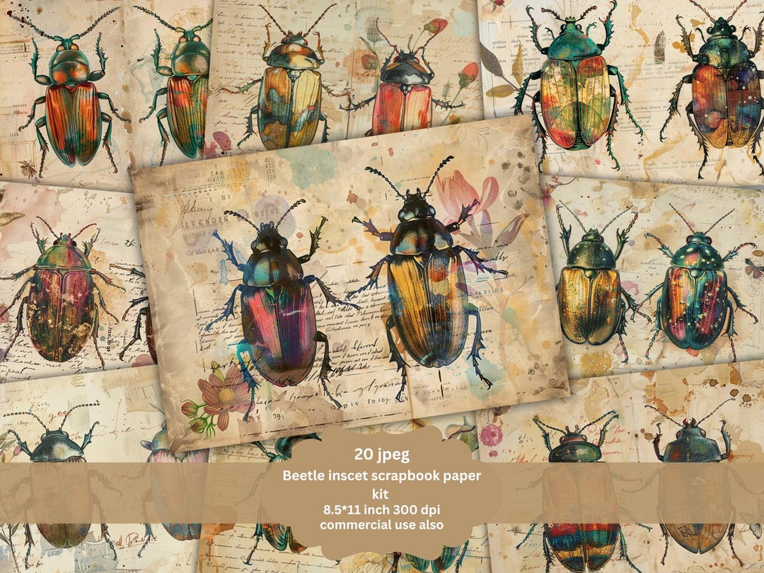 Vintage Bugs Insect Junk Journal Pages, Digital Scrapbook Paper Kit ...