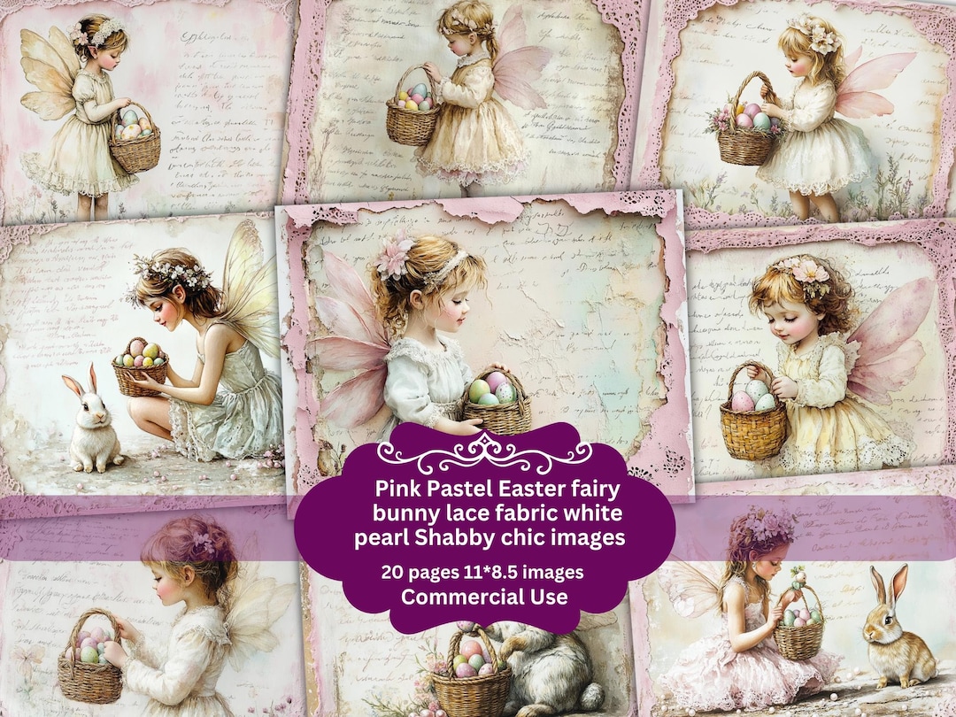 Pink Fairy Easter Cute Bunny Junk Journal Digital Fantasy Easter ...