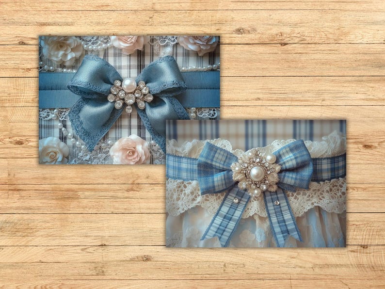 Blue Pearl Bow Lace Pages for Floral Scrapbooking and Junk Journal ...