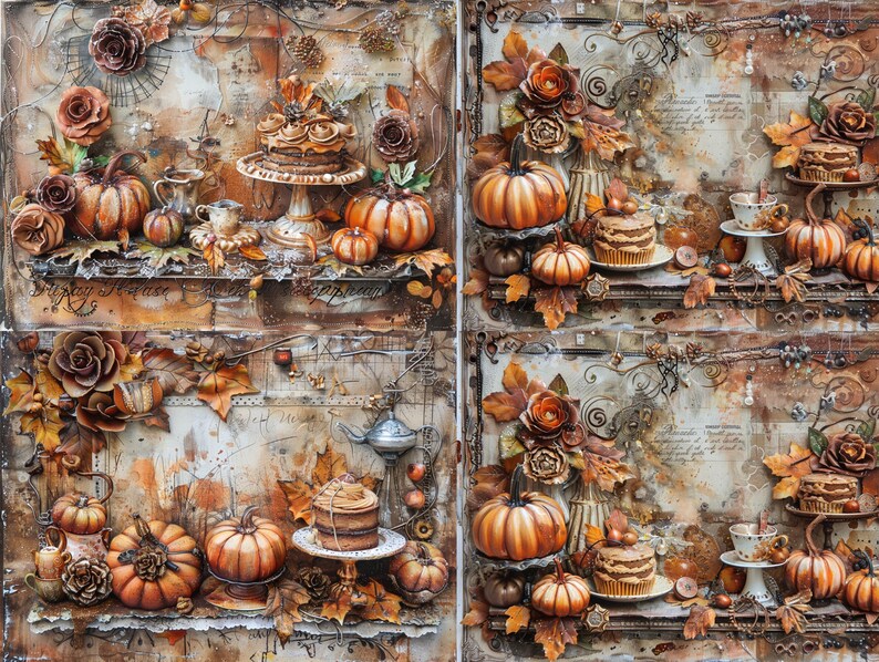 Rustic Autumn Junk Journal Pages, Digital Fall Scrapbook Paper ...