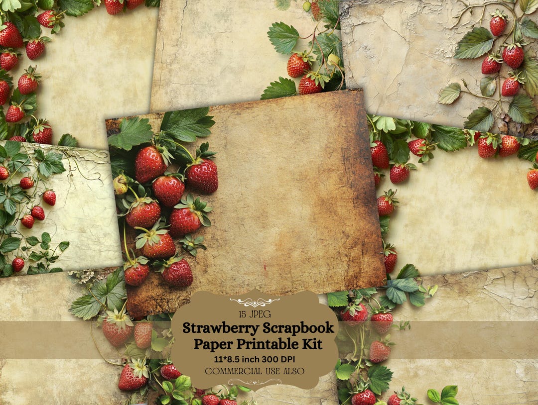 Vintage Strawberry Junk Journal Printable, Strawberry Junk Journal Kit ...