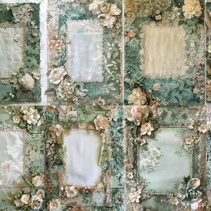 Green Floral Charm Junk Journal Scrapbook Writing Pages, Antique Lace ...