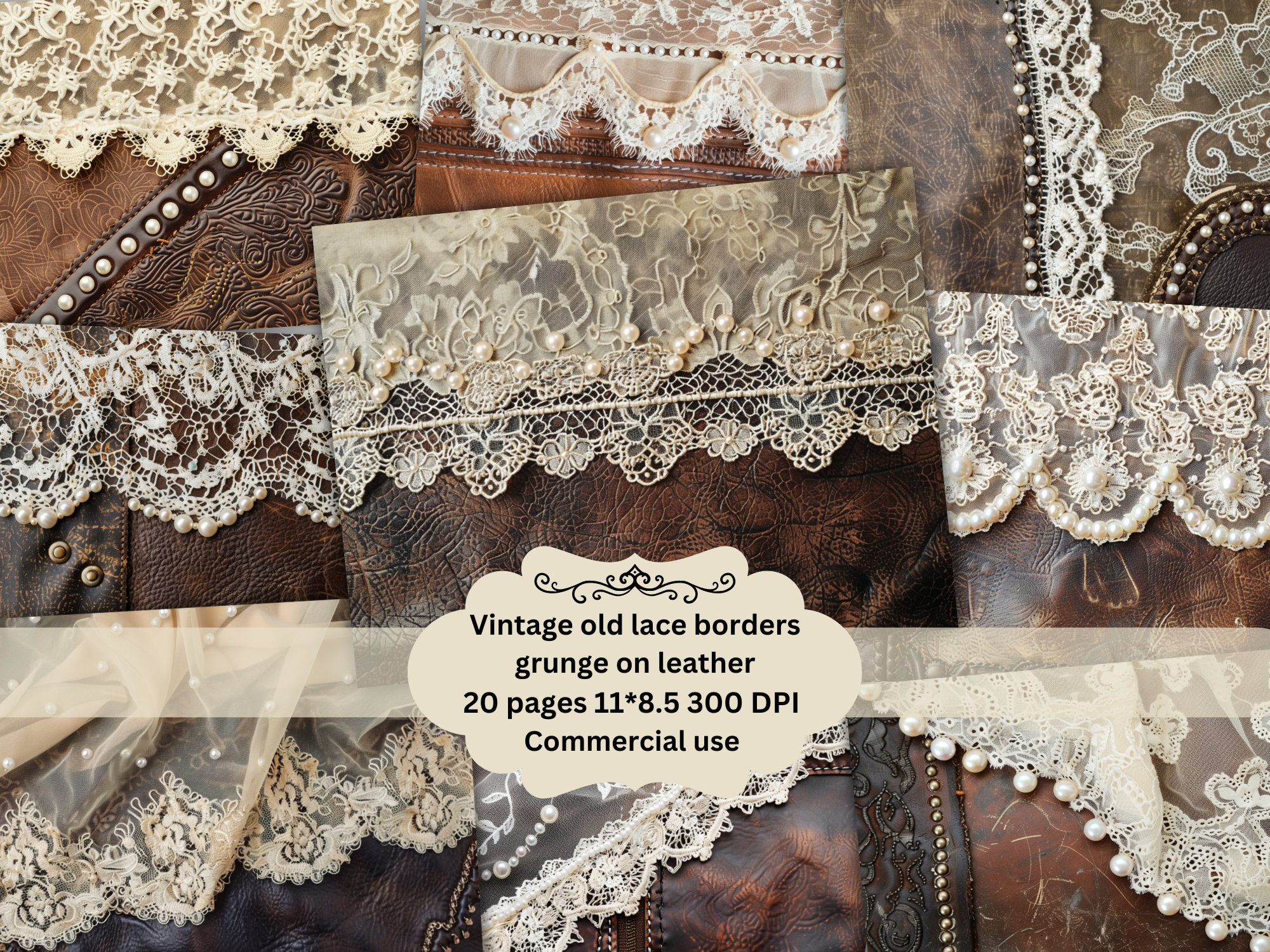 Antique Vintage Leather and Lace Backgrounds, Western Printable Wedding ...