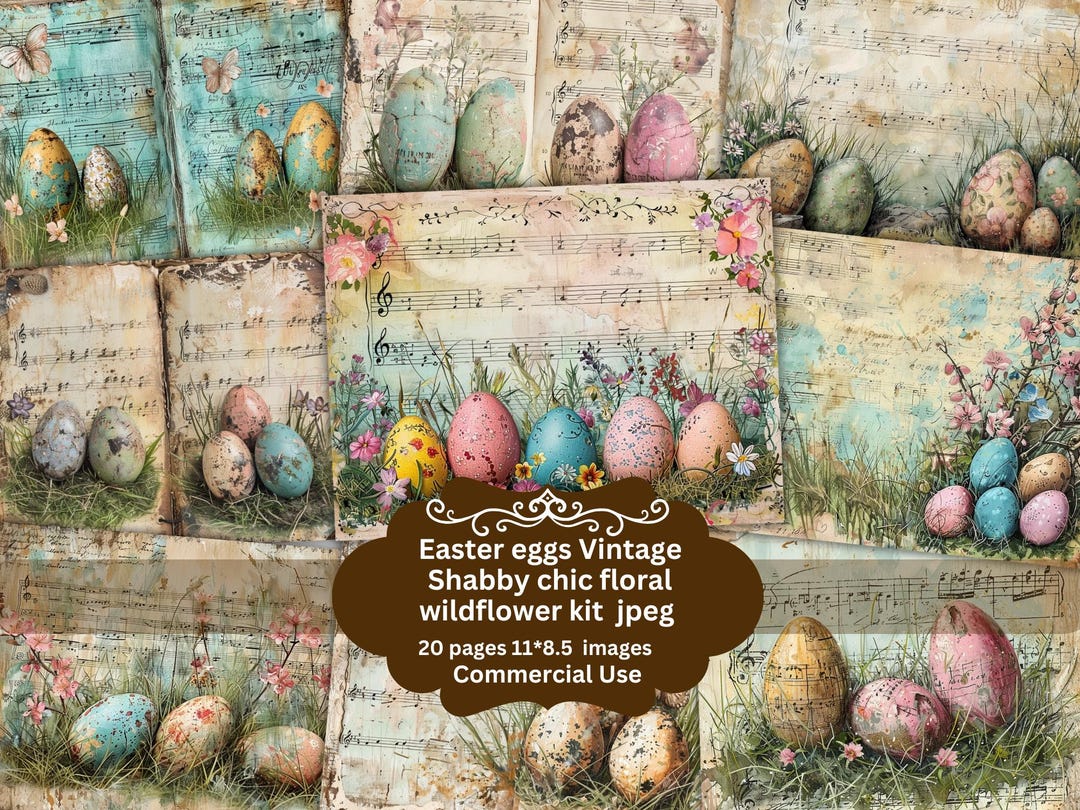 Vintage Easter Eggs Junk Journal Pages, Wildflowers Junk Journaling ...