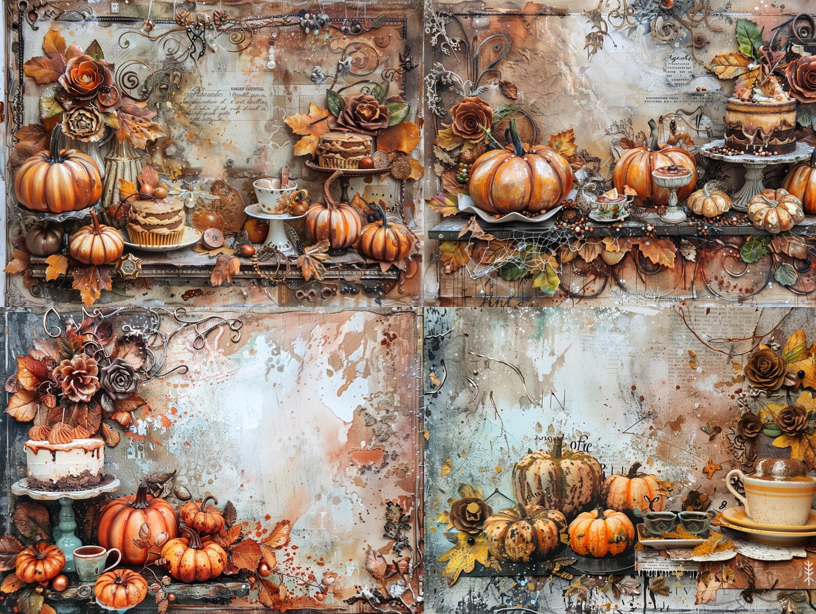 Rustic Autumn Junk Journal Pages, Digital Fall Scrapbook Paper ...