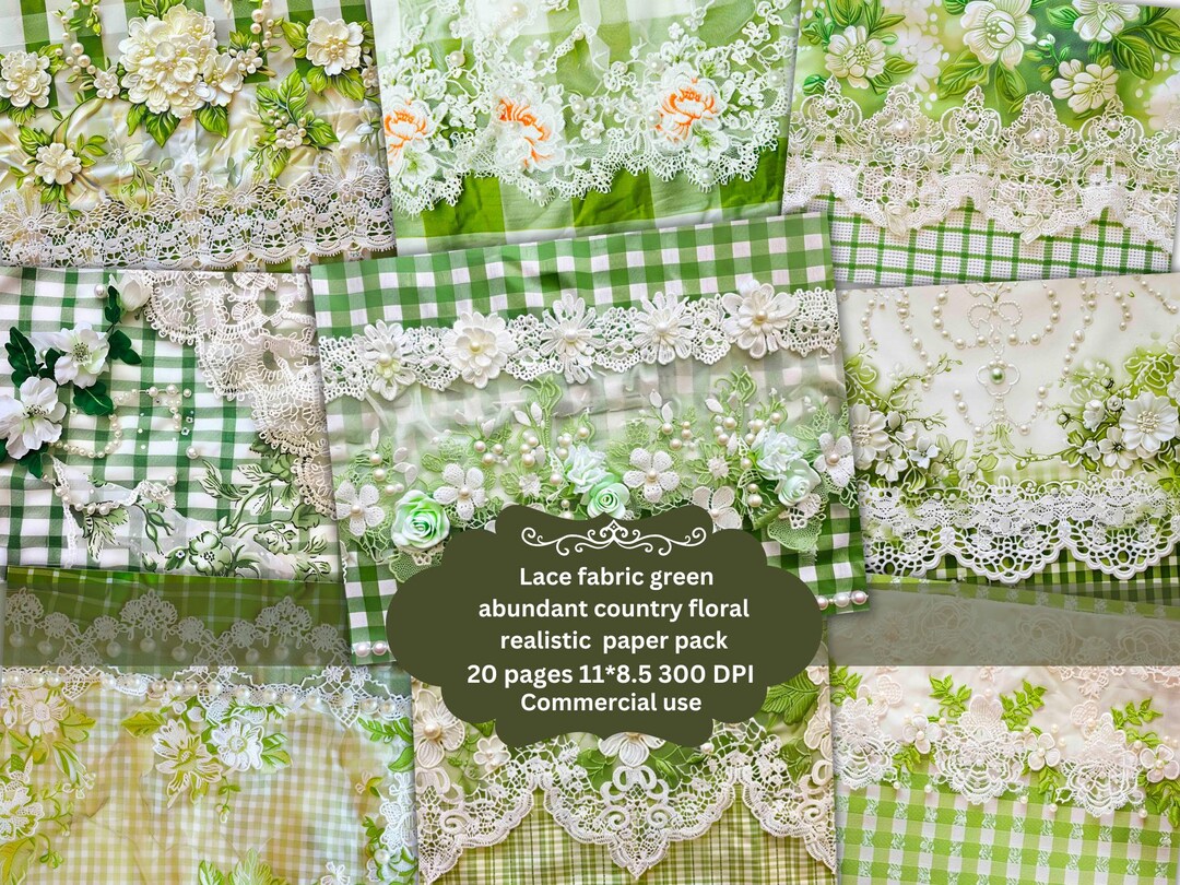 Green Fabric Antique Lace Floral Backgrounds Pattern , Western ...