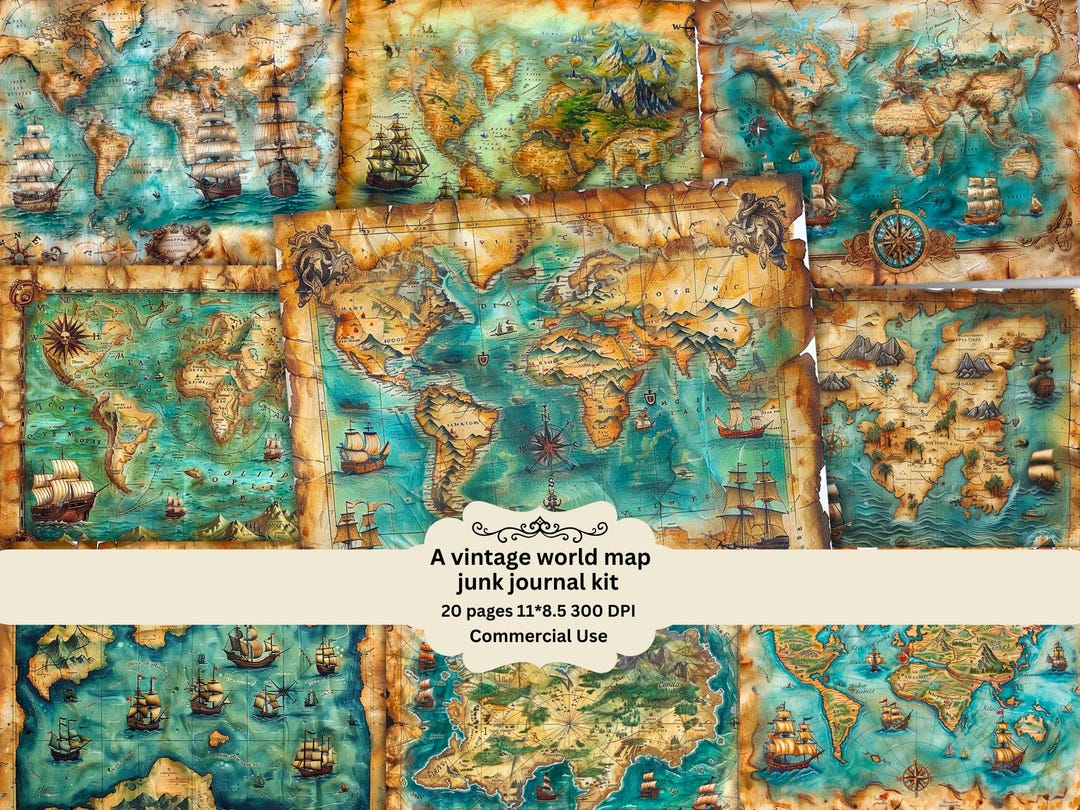Vintage Pirate Map Tear Pages: Junk Journal Ephemera (digital Download ...