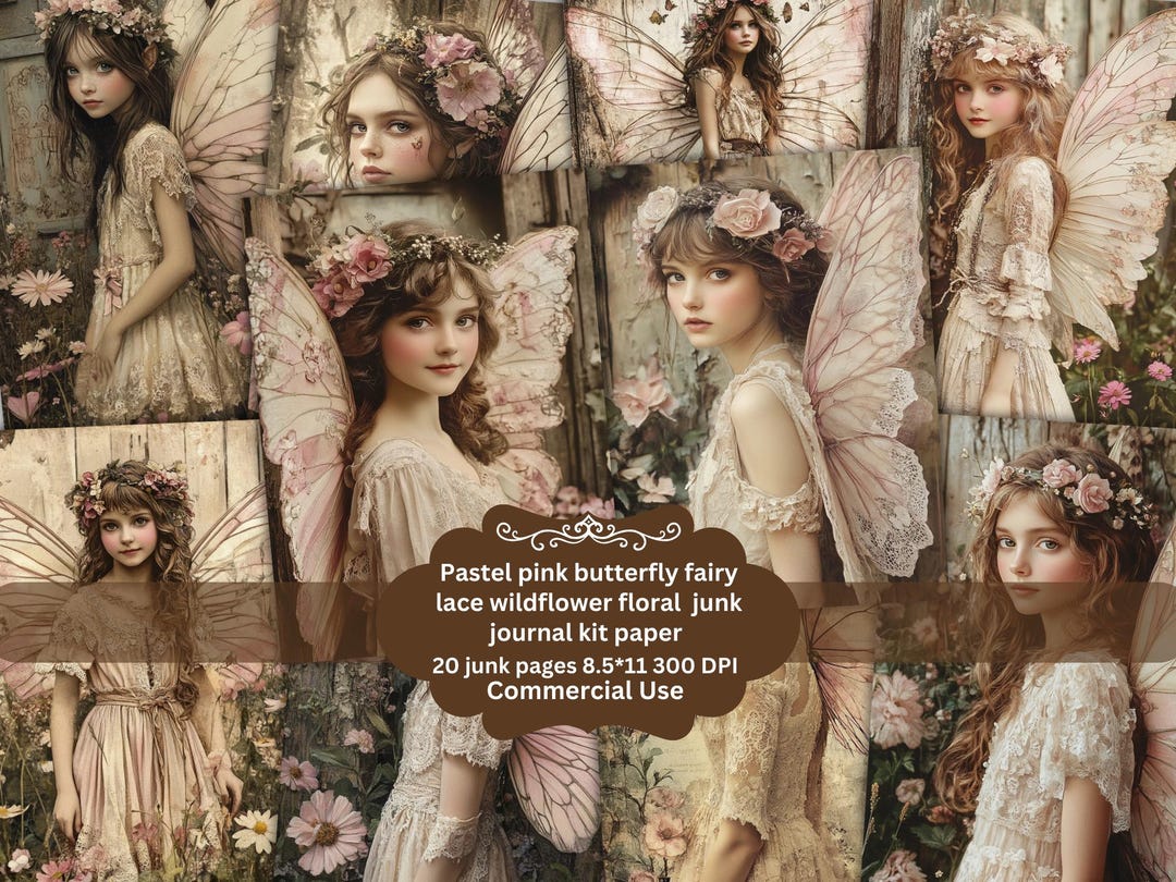 Pastel Fairies Whimsical Pink Printable Paper, Fantasy Pastel Floral ...