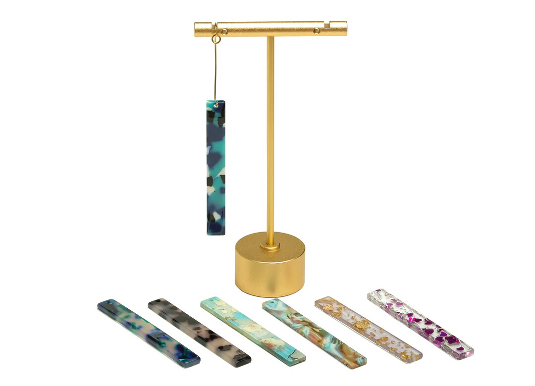 Acetate Stick Charms / Long Stick Charms / Purple Gold Foil & Confetti ...