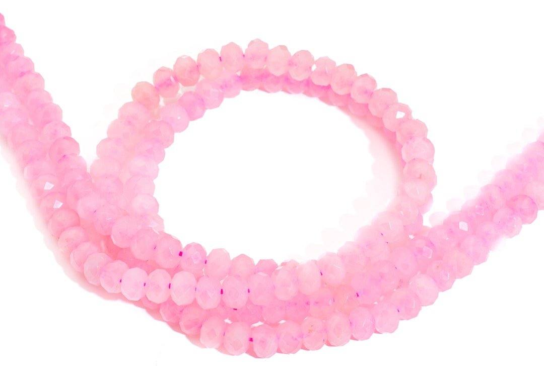 4-6mm Crystal Powder Pink Quartz Round Beads / 15.5 Inch / Faceted ...