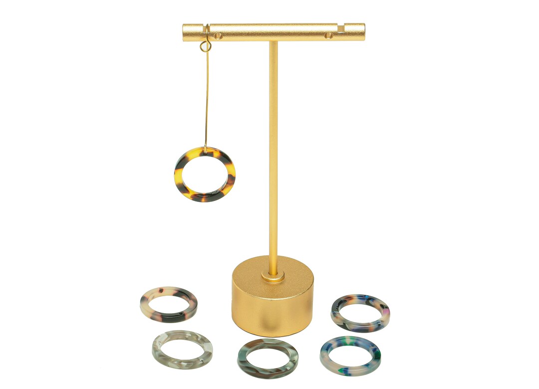 Acetate Rings / Round Rings / Mini Circle Earrings / Blonde Tortoise ...