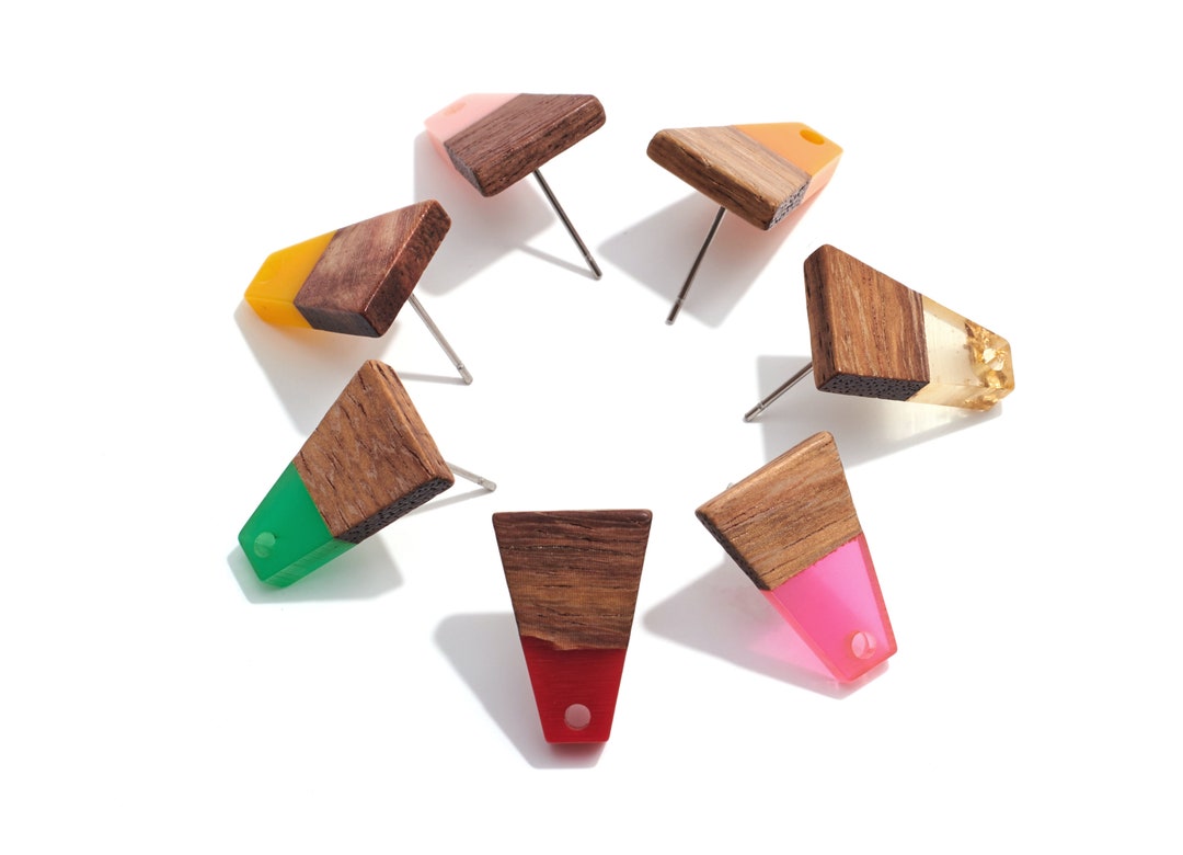 Walnut Wood Trapezoid Stud Connector / Resin Splicing Stud With Hole ...