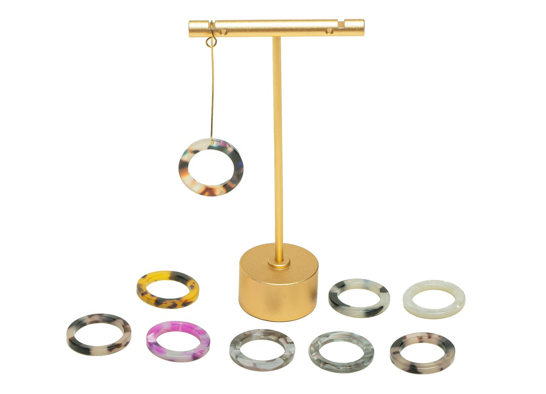 Acetate Rings / Round Rings / Mini Circle Earrings / Blonde Tortoise ...