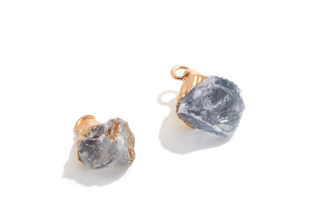 Blue Calcite Crystal Pendant / Natural Stone Earring Charm / With Iron ...