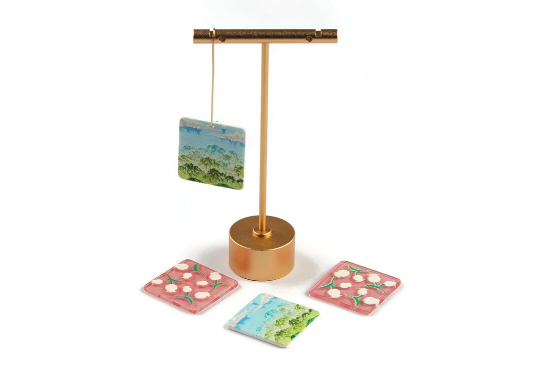 Acrylic Pink Square Earring Charms / White Rose Earring Charm / Trees ...