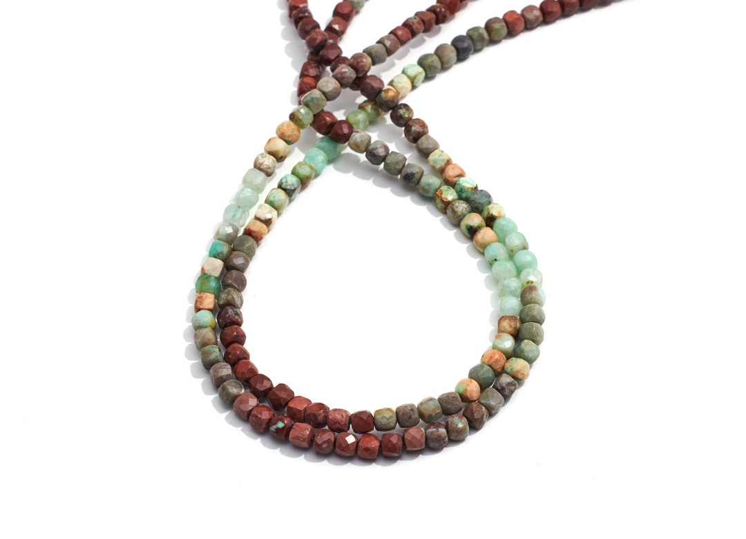 4mm Chrysocolla Cube Beads / 15.5 Inch / Round Faceted Cube Gemstone ...