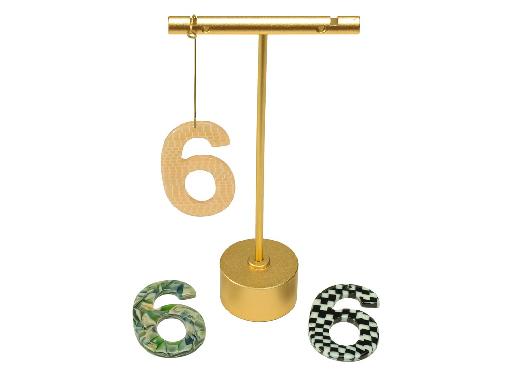 Acetate Figure 6 Charm / Number 6 Earring Charm / Checkerboard Charm ...