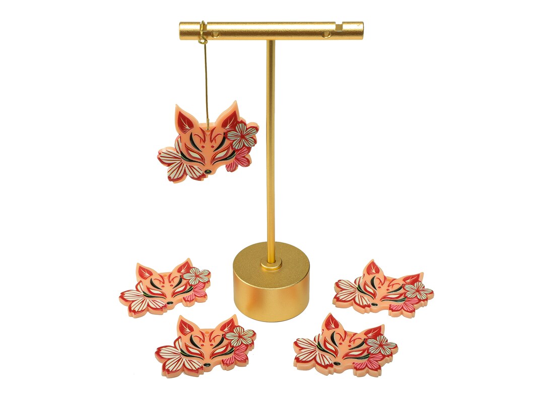Acrylic Earring Charms / Fox Mask Charm / Sakura Charm / Japanese Style ...