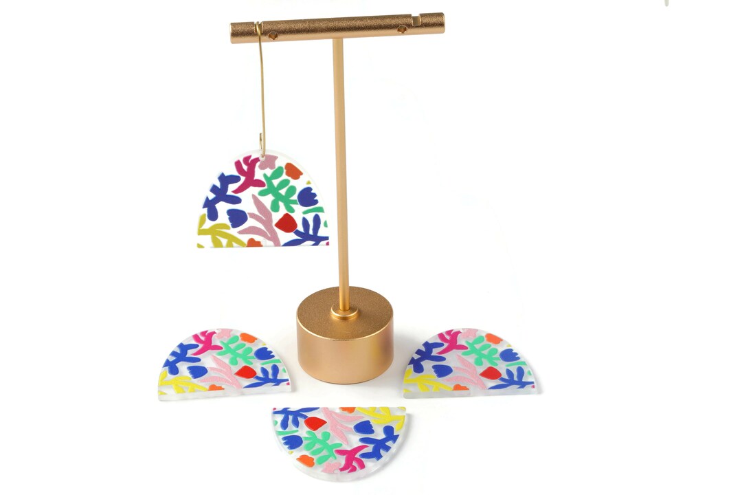 Acrylic Colorful Tulip Charm / Semi Domed Connector / Botanical Charm ...