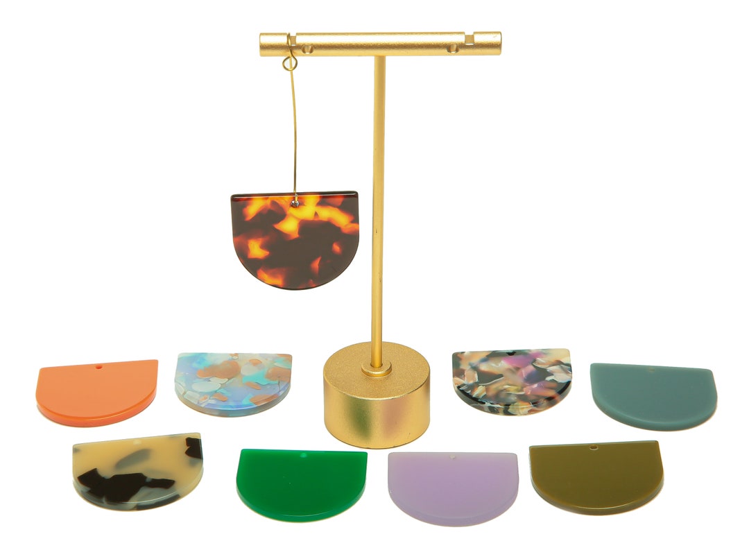 Letter D Charm / Half Moon Charm / Domed Charm / Tortoise Shell Earring ...