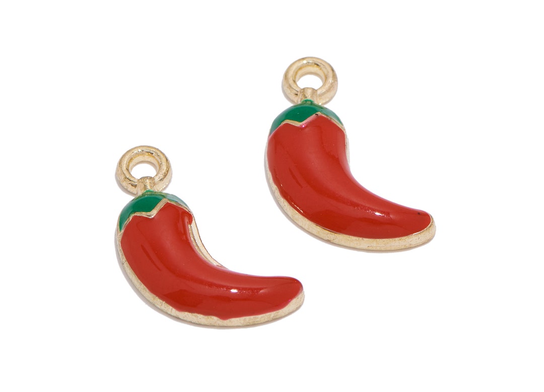 Enamel Mini Red Chili Charm / KC Gold Tone Plating / Alloy Cartoon ...
