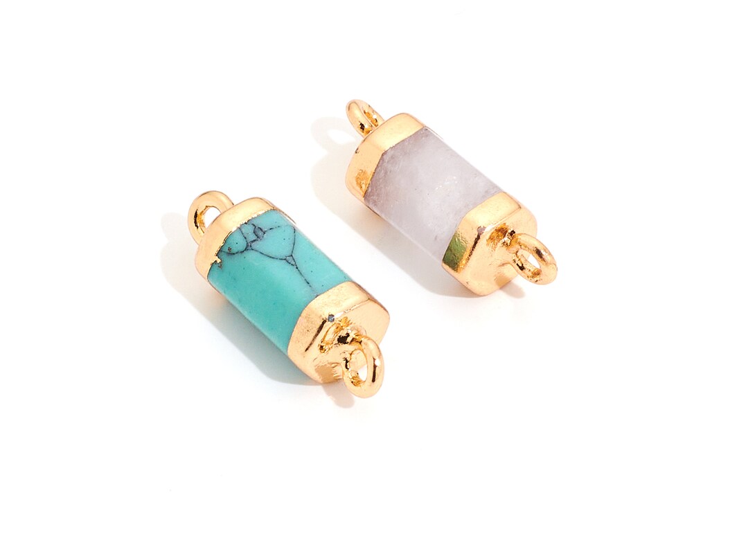 White Jade Faceted Tower Connector / Gemstone Bracelet Connector / Gold ...