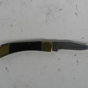 Vintage Klein Tools 44037 Wood Handle Folding Lockback Knife 3.5" Blade ...