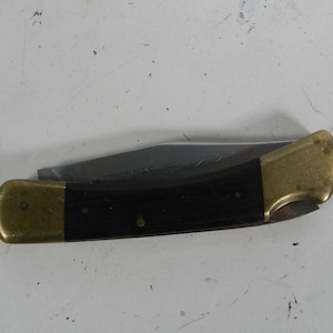 Vintage Klein Tools 44037 Wood Handle Folding Lockback Knife 3.5" Blade ...