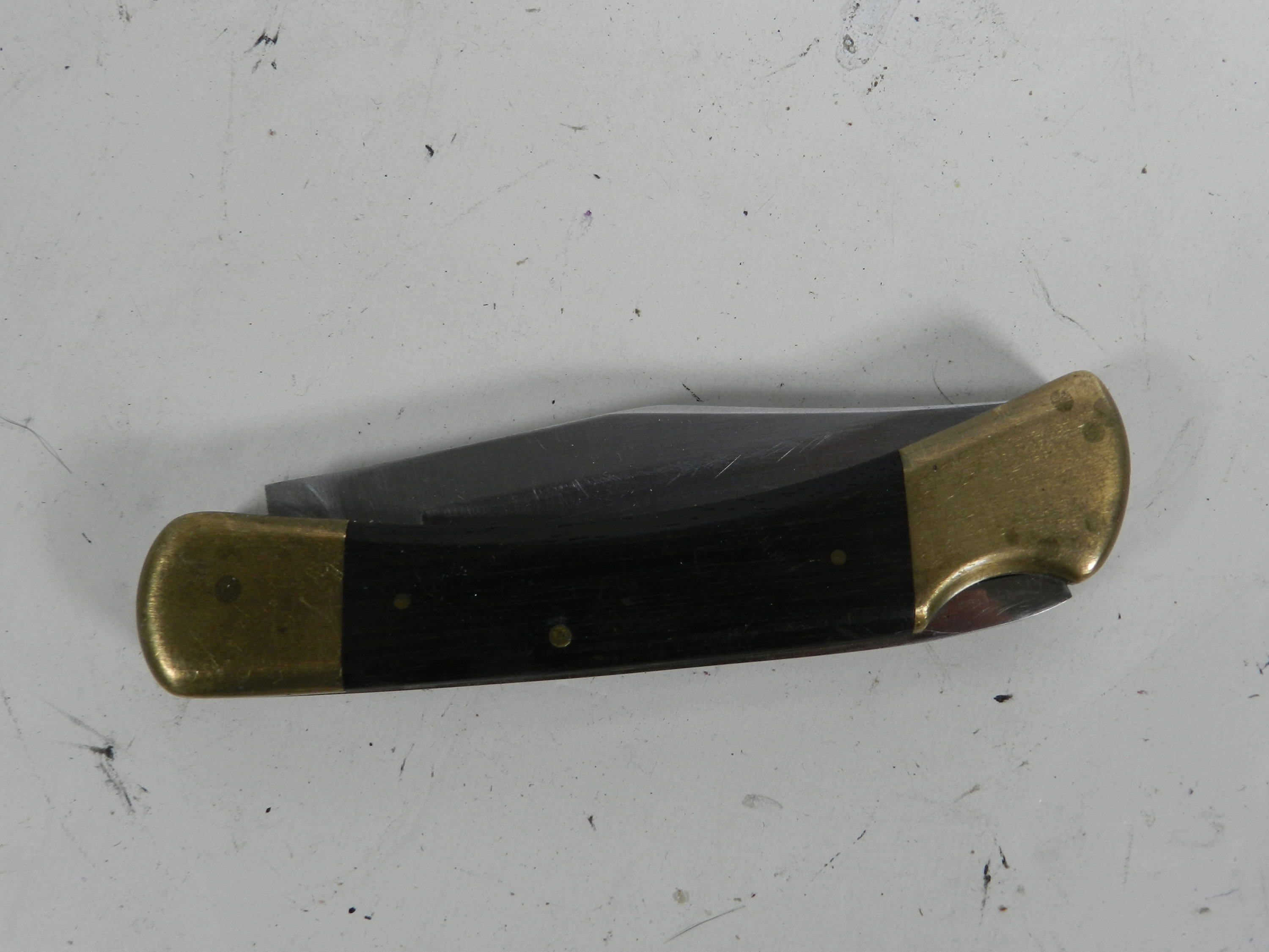 Vintage Klein Tools 44037 Wood Handle Folding Lockback Knife 3.5" Blade ...