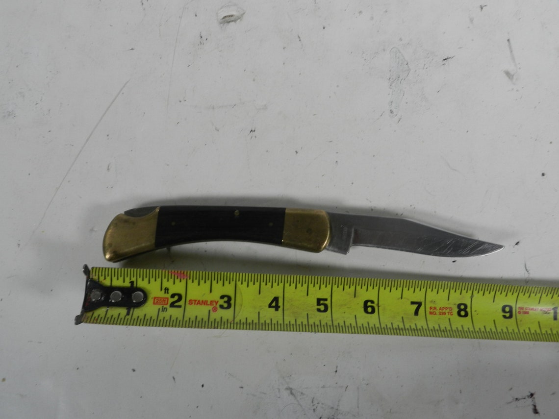 Vintage Klein Tools 44037 Wood Handle Folding Lockback Knife 3.5" Blade ...