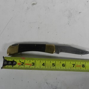 Vintage Klein Tools 44037 Wood Handle Folding Lockback Knife 3.5" Blade ...