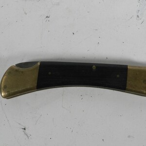 Vintage Klein Tools 44037 Wood Handle Folding Lockback Knife 3.5" Blade ...
