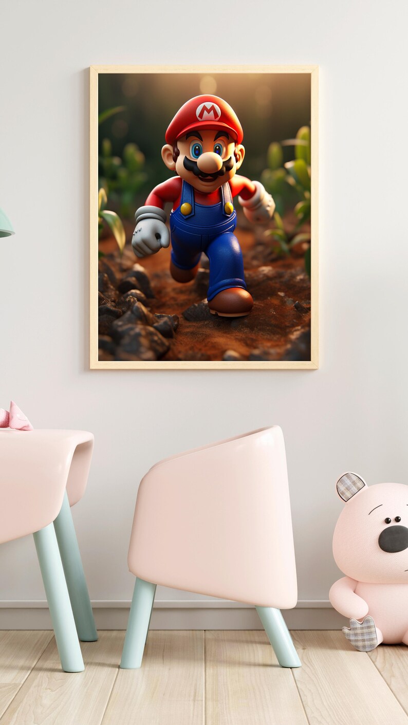 Super Mario Painting for Kids| PRINTABLE Wall Art | Digital Download ...