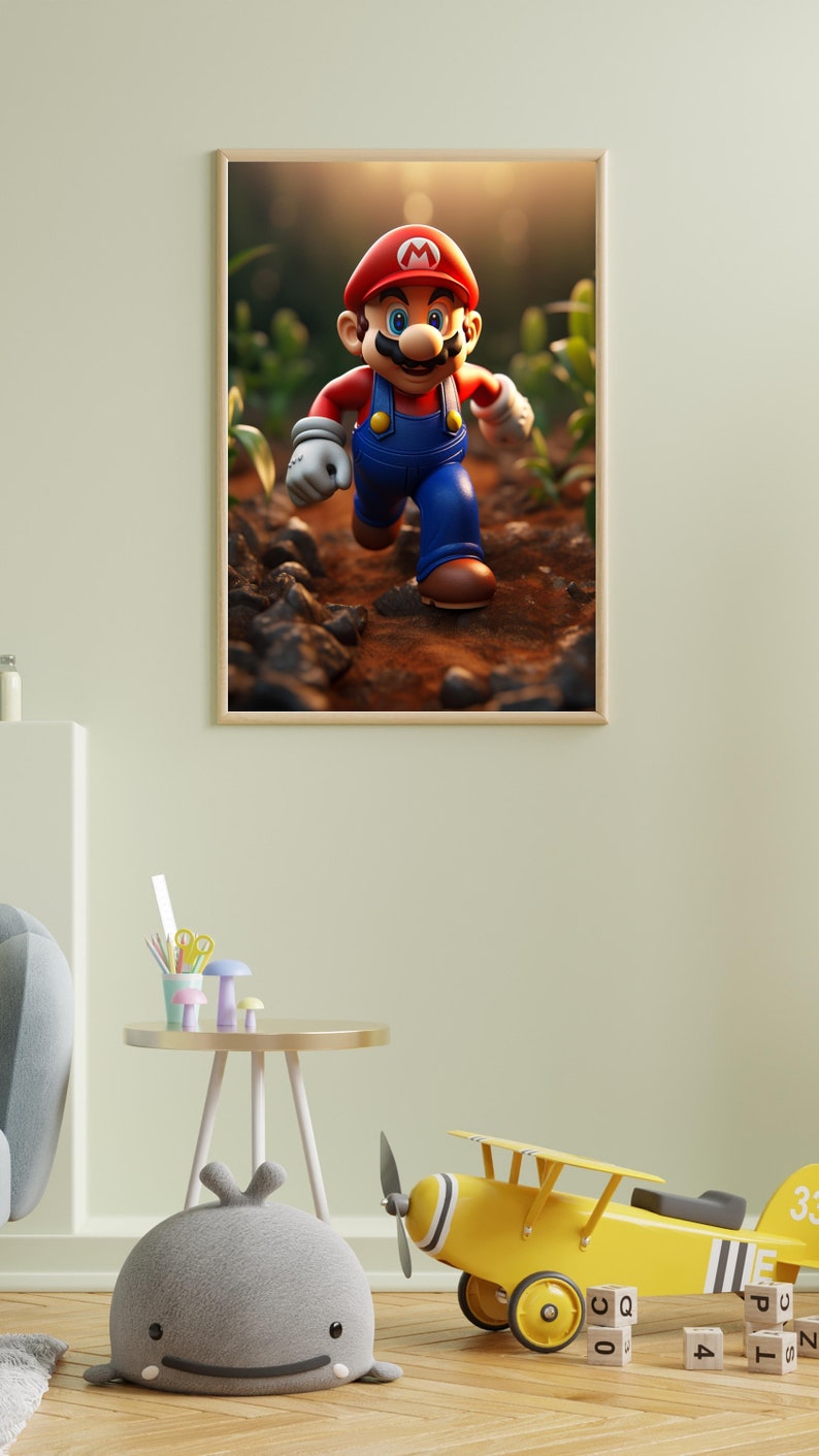 Super Mario Painting for Kids PRINTABLE Wall Art Digital Download Home ...
