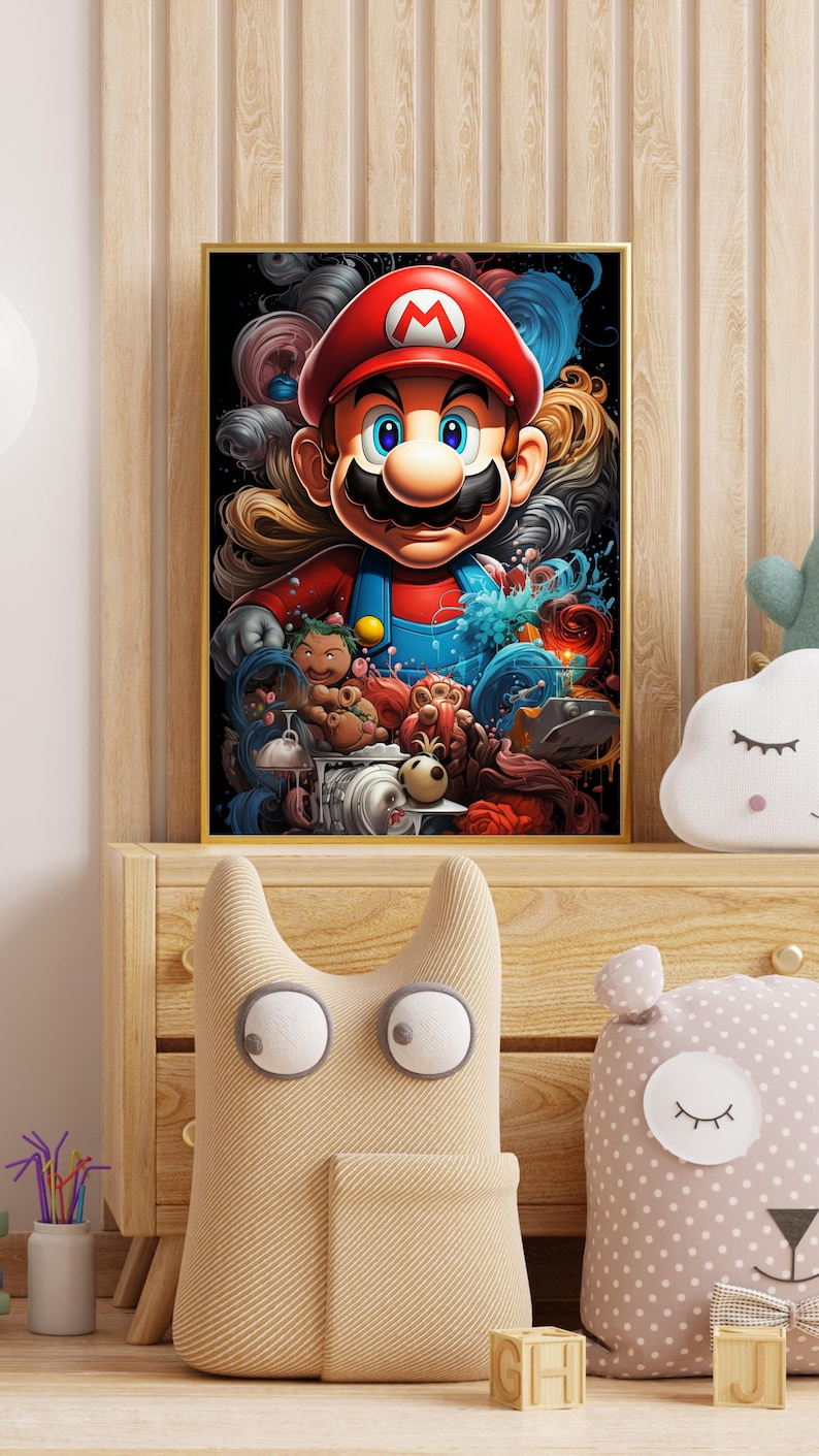 Super Mario Painting for Kids PRINTABLE Wall Art Digital - Etsy