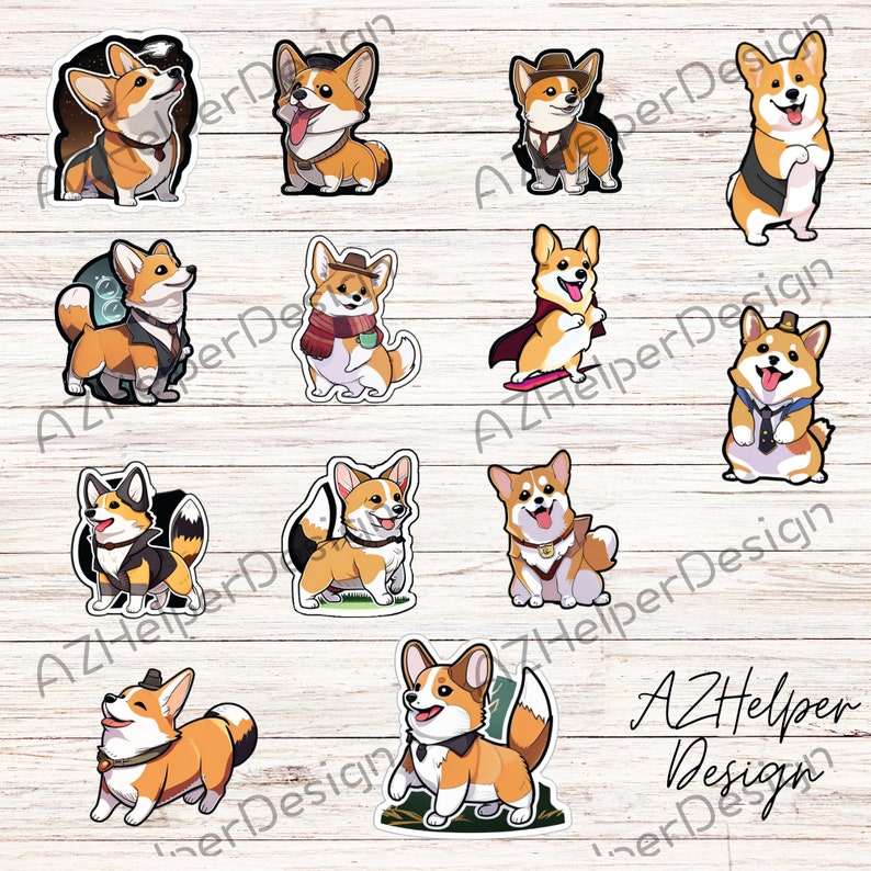 26 Cute & Playful Corgi Digital Stickers and Goodnotes Stickers Perfect ...