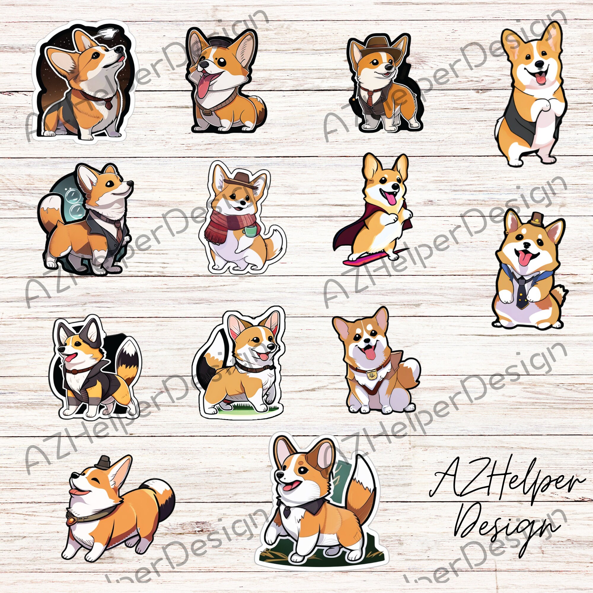 26 Cute & Playful Corgi Digital Stickers and Goodnotes Stickers Perfect ...