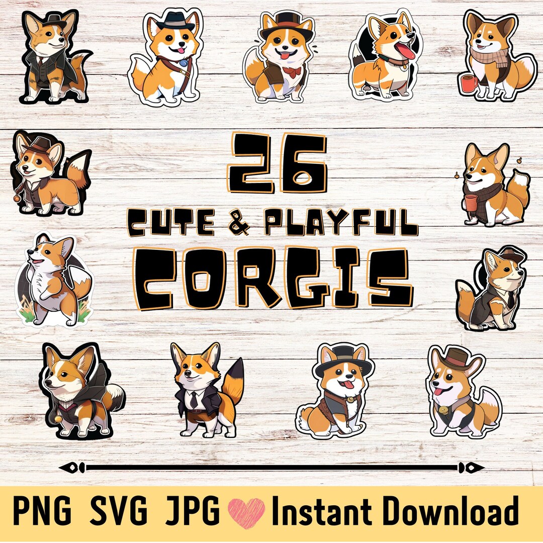 26 Cute & Playful Corgi Digital Stickers and Goodnotes - Etsy