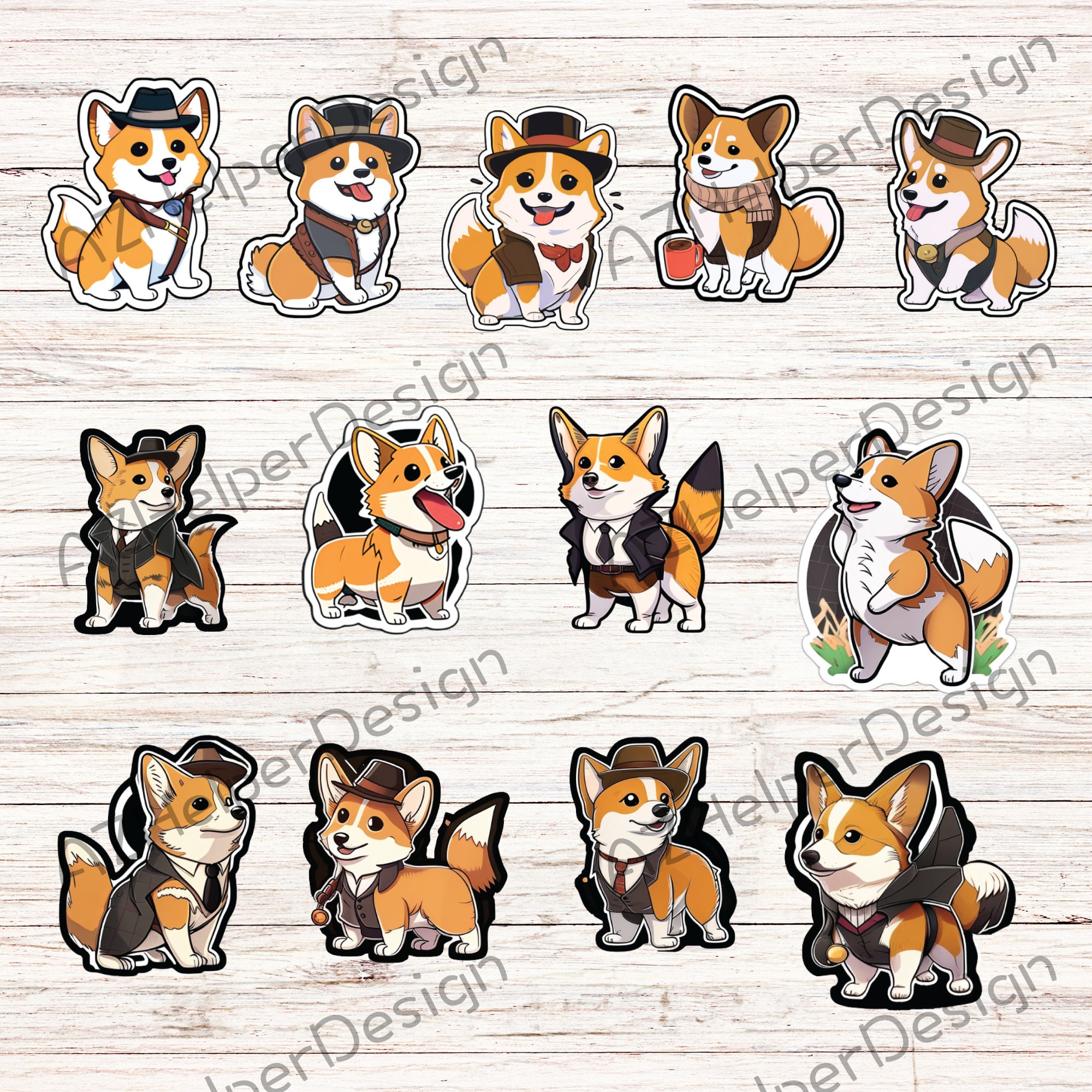 26 Cute & Playful Corgi Digital Stickers and Goodnotes Stickers Perfect ...