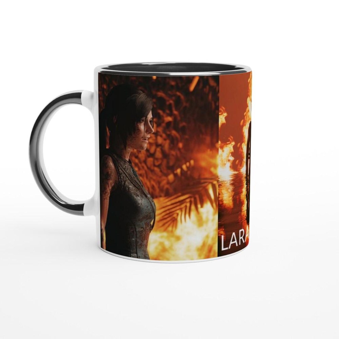 Lara Croft ,fire Mug ,girl Out of Flames.adventure Mug ,coffee Mug ...