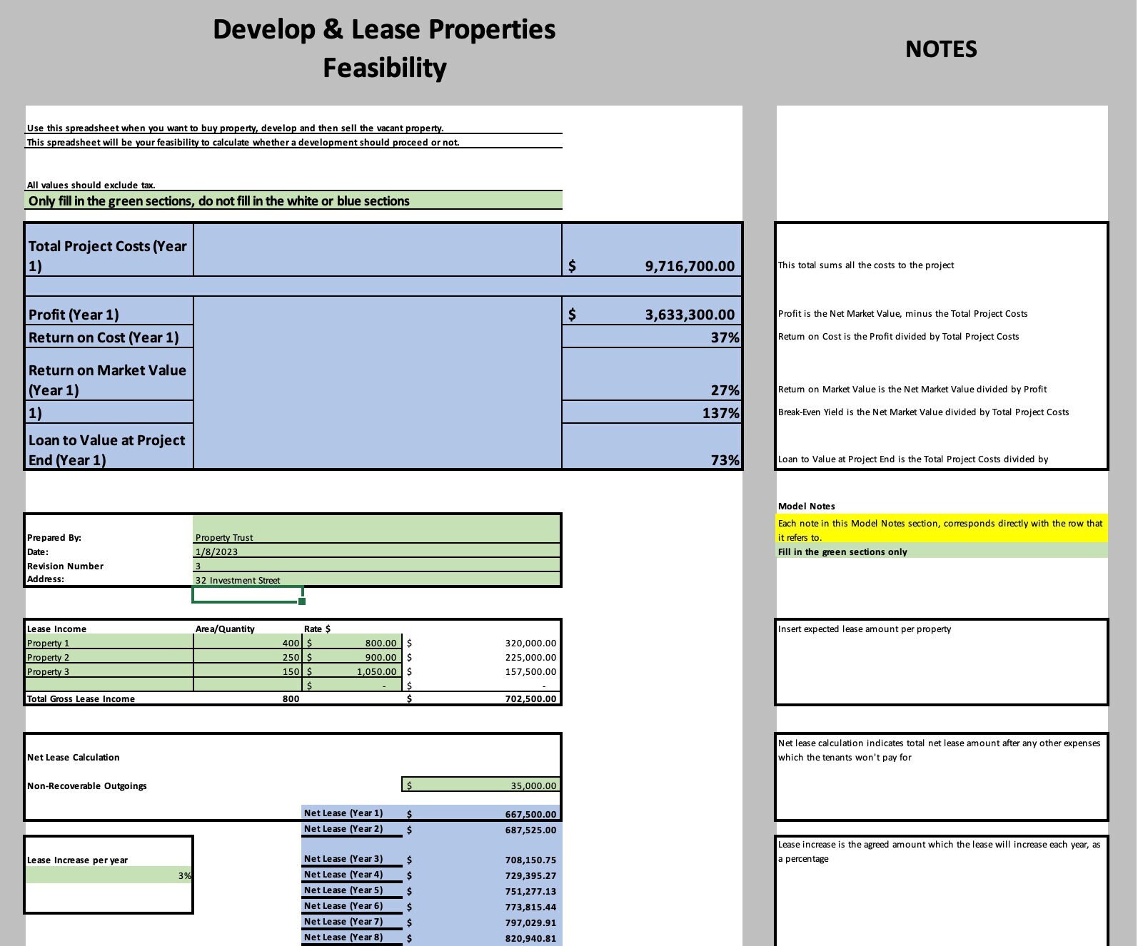 Property Development Spreadsheet To Lease Etsy 5304